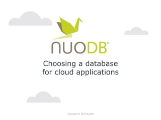 Choosing The Right Database For Your Cloud Application | PPT