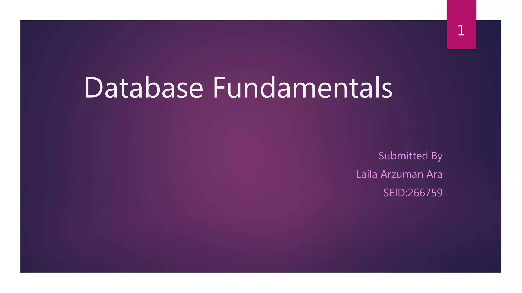Database fundamentals | PPT