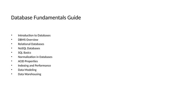Database Fundamentals Guide that can be usefull | PPTX