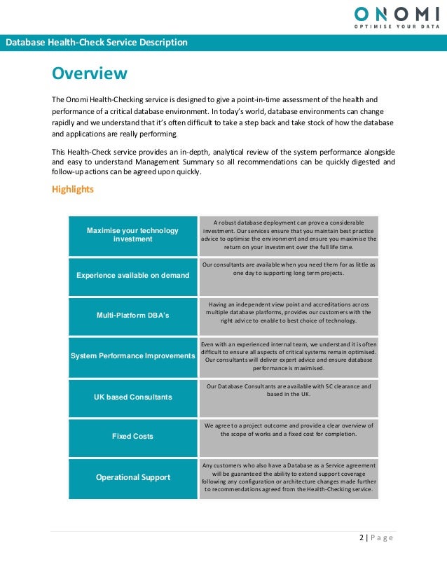 Database Health-Check Consulting Service