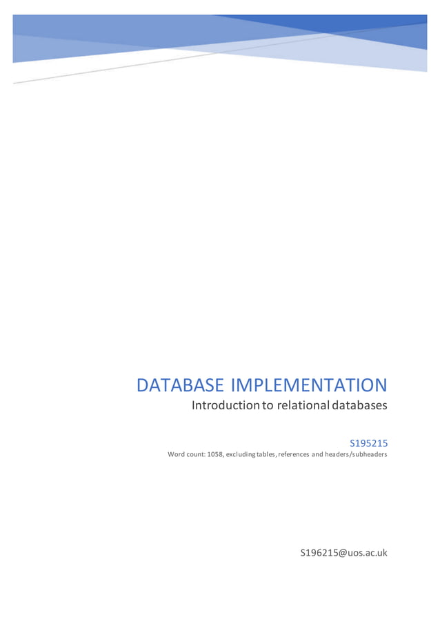 Relational database analysis and implementation | DOCX