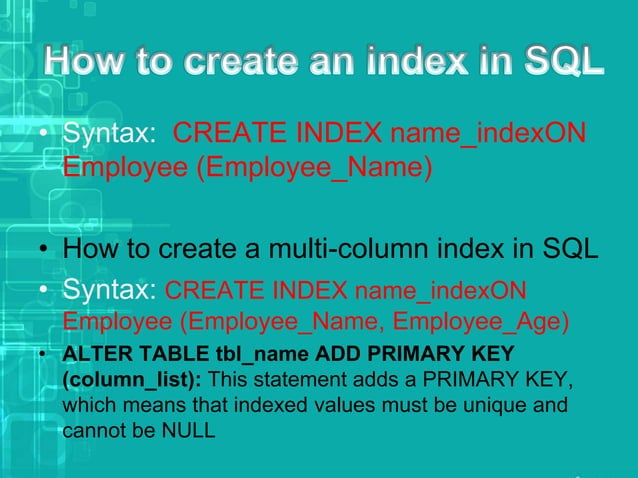 Database indexing techniques | PPTX