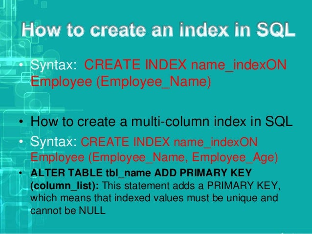 Database indexing techniques