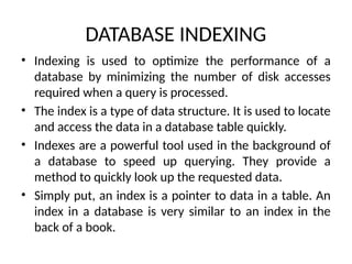 Database_Indexing_AND ITTS TYPES PRESENTATION | PPT