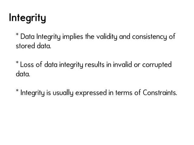 Database Intergrity | PPT