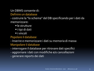 Database introduzione | PPTX