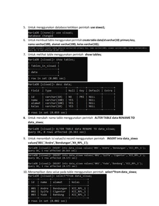 Tutorial Database with CMD | DOCX