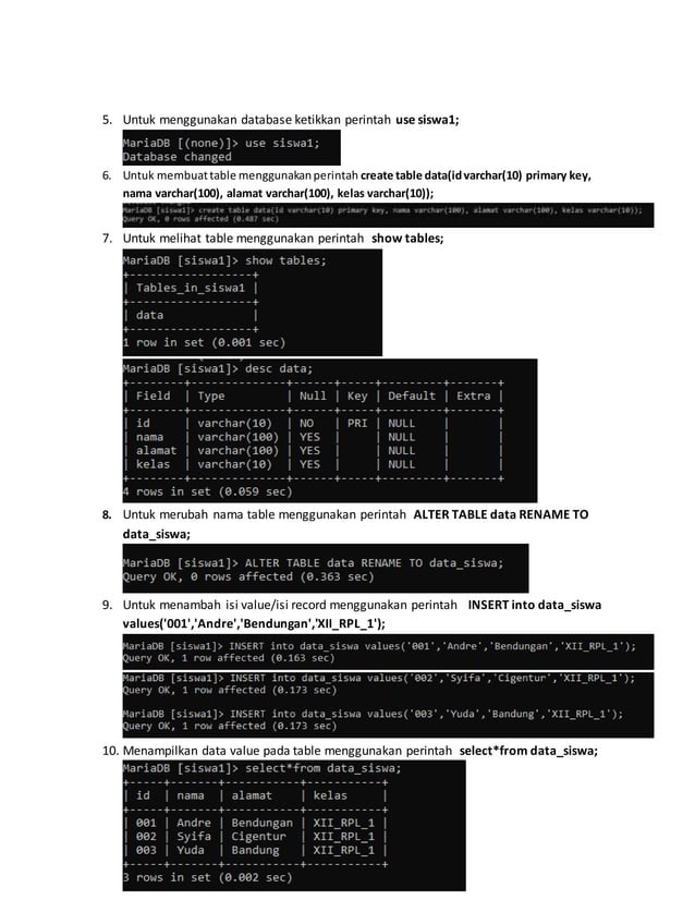 Tutorial Database with CMD | DOCX