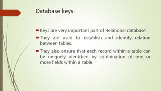 Database keys | PPTX