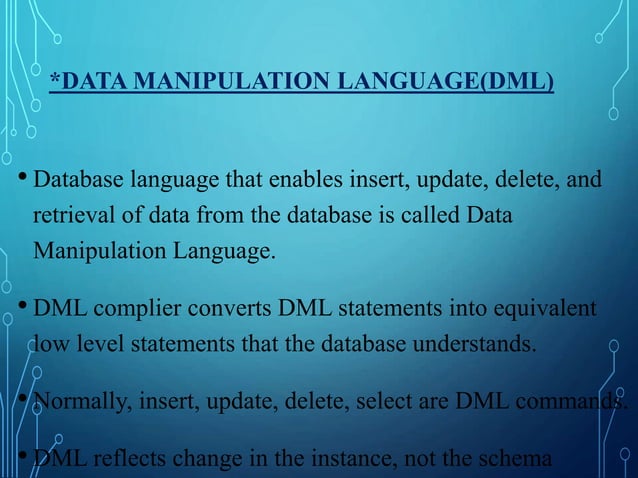 Database language | PPTX | Databases | Computer Software and Applications