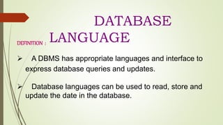 database language ppt.pptx | Databases | Computer Software and Applications