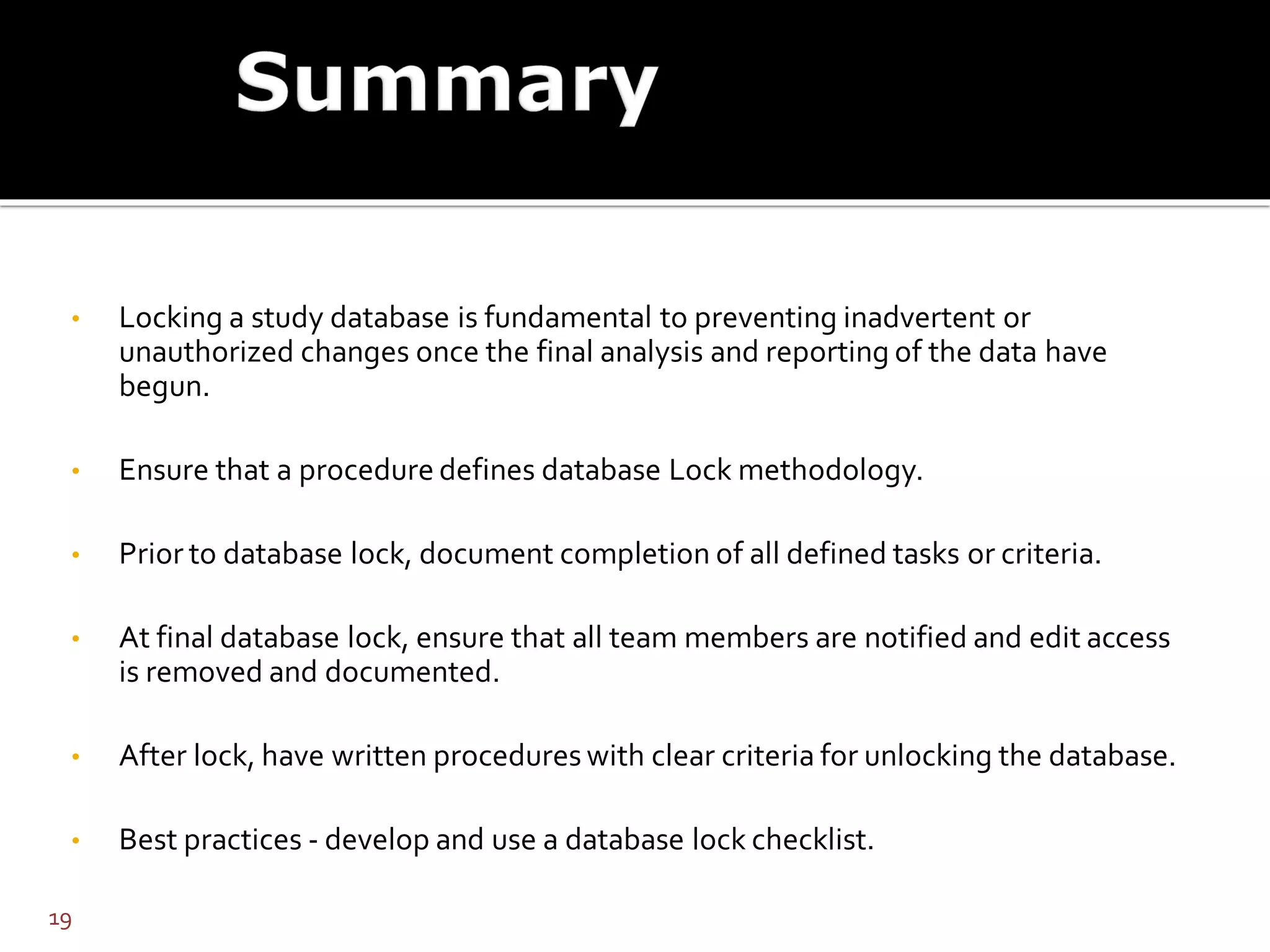 Database Lock _ Unlock Procedure_Katalyst HLS | PDF