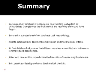 Database Lock _ Unlock Procedure_Katalyst HLS | PDF