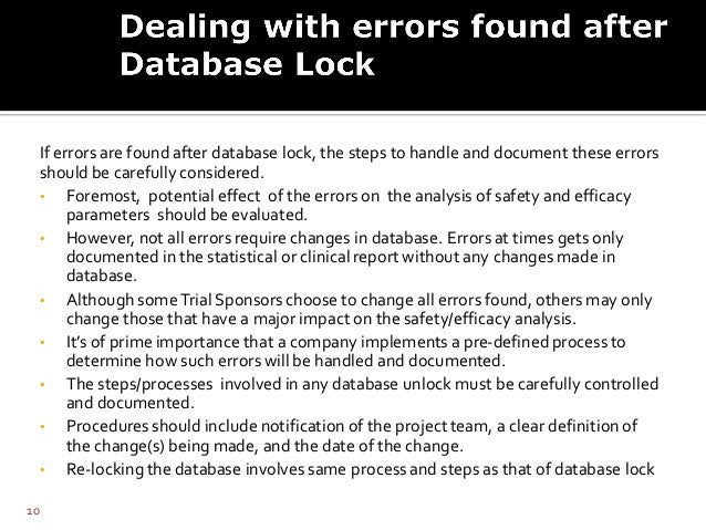 Database Lock Unlock Procedure Katalyst Hls