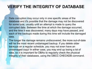 Database Maintenance | PDF