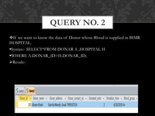 Database management of blood bank | PPTX