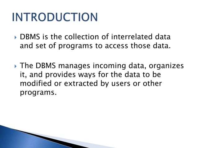 Data base management system | PPTX | Databases | Computer Software and Applications