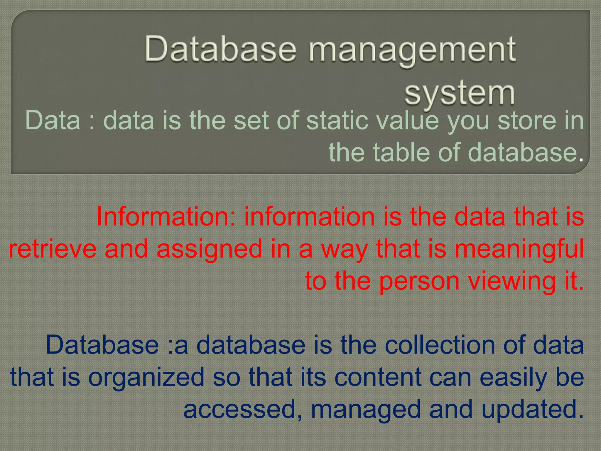Database Management System Ppt