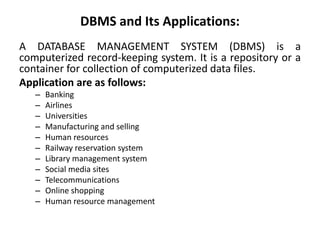 Introduction to Database Management Systems: Structure, Applications ...
