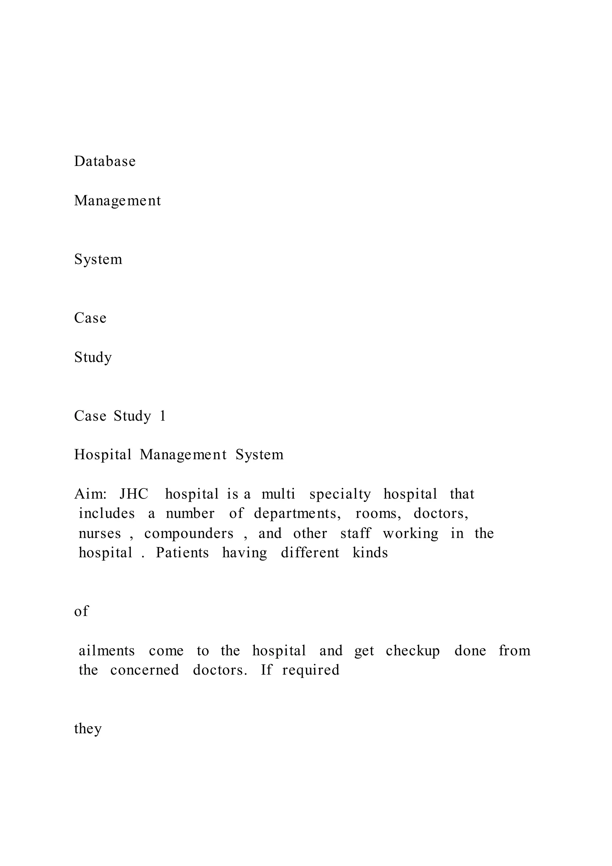Database Management SystemCase Study | DOCX