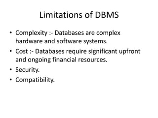 Database management system (dbms) | PPTX | Databases | Computer ...