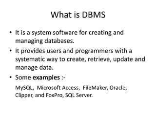 Database management system (dbms) | PPT