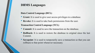 Database Management System (DBMS) | PPTX | Databases | Computer Software and Applications