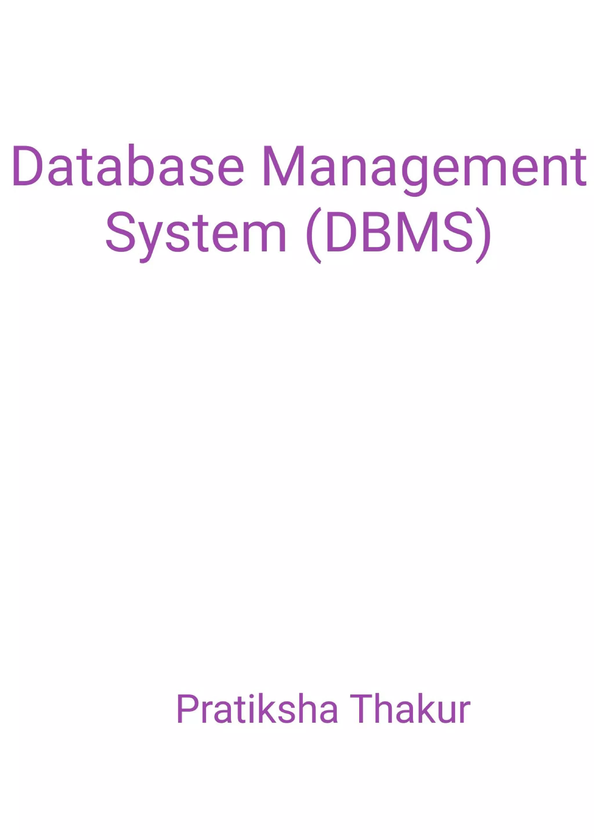Database Management System (DBMS) | PDF Database Management System (DBMS) | PDF