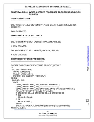 Database Management Systems Lab Manual | PDF