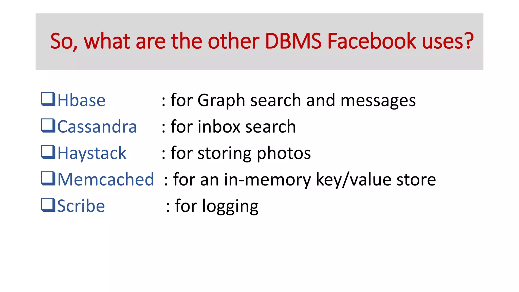 Database management system of facebook | PPTX
