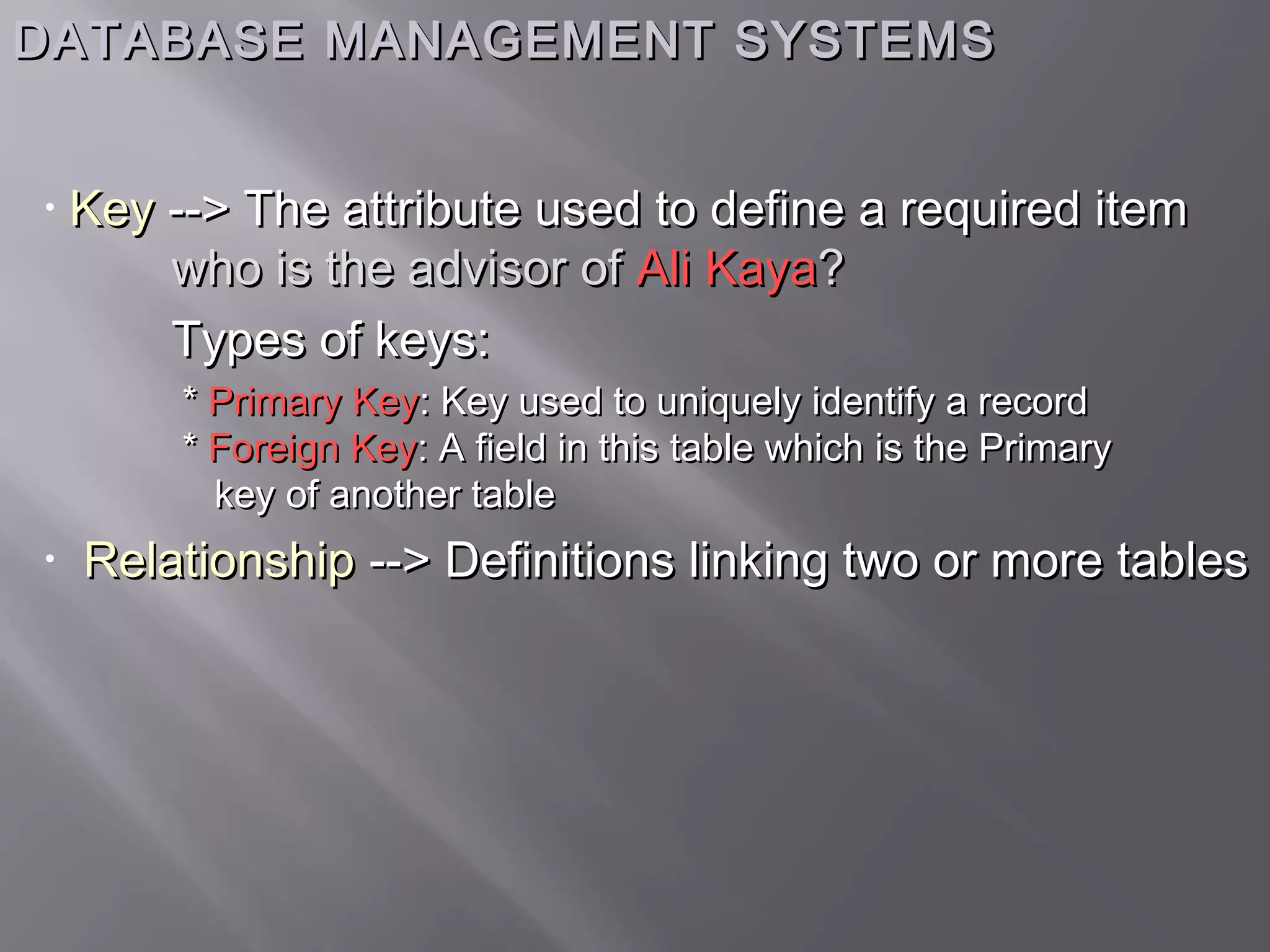 Database management system presentation | PPT