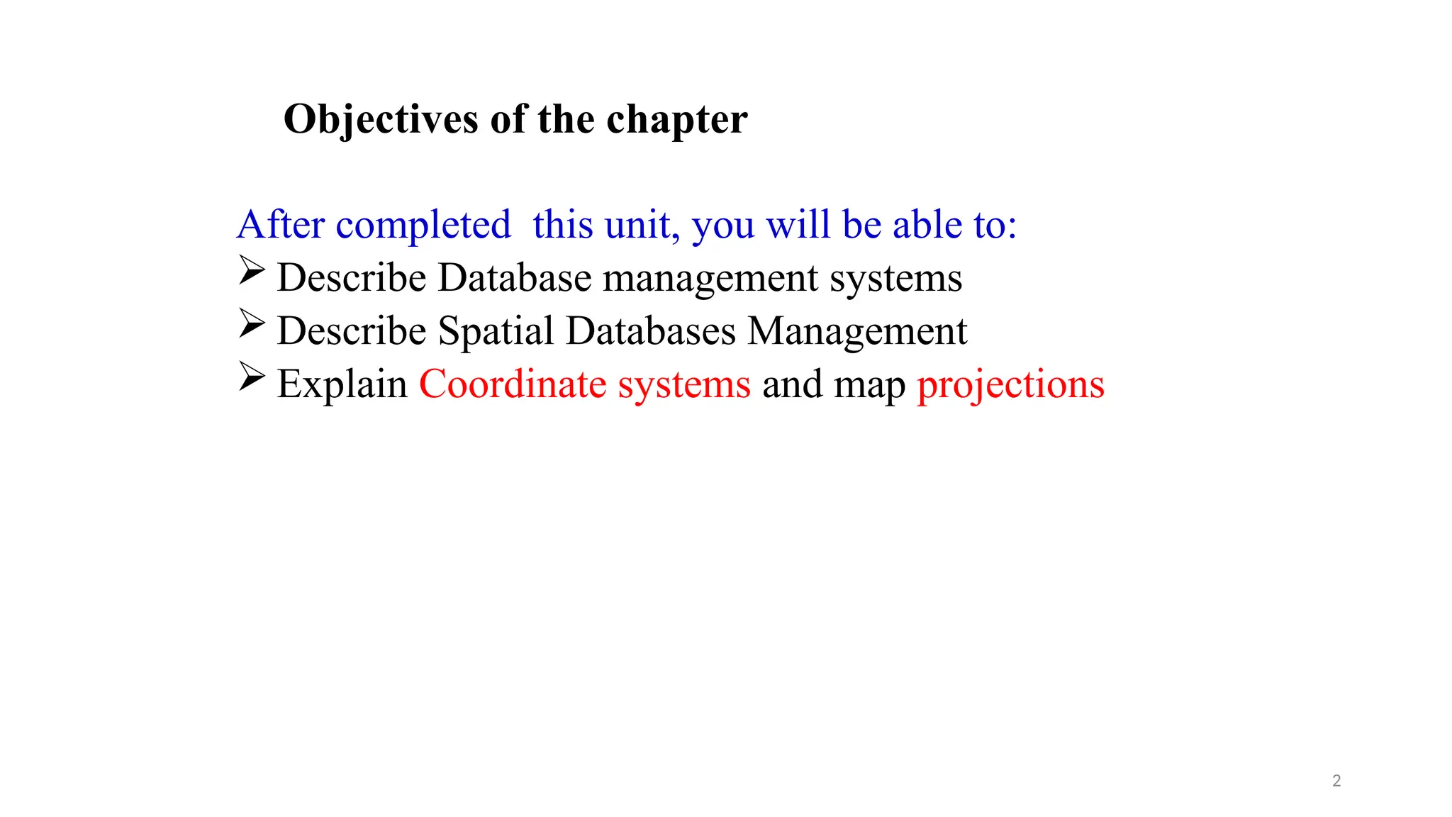 Database Management Systems And Spatial Referencing Pptx