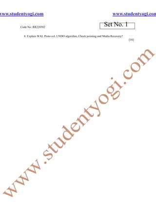 Databasemanagementsystems Jntu Model Paper{Www.Studentyogi.Com} | PDF