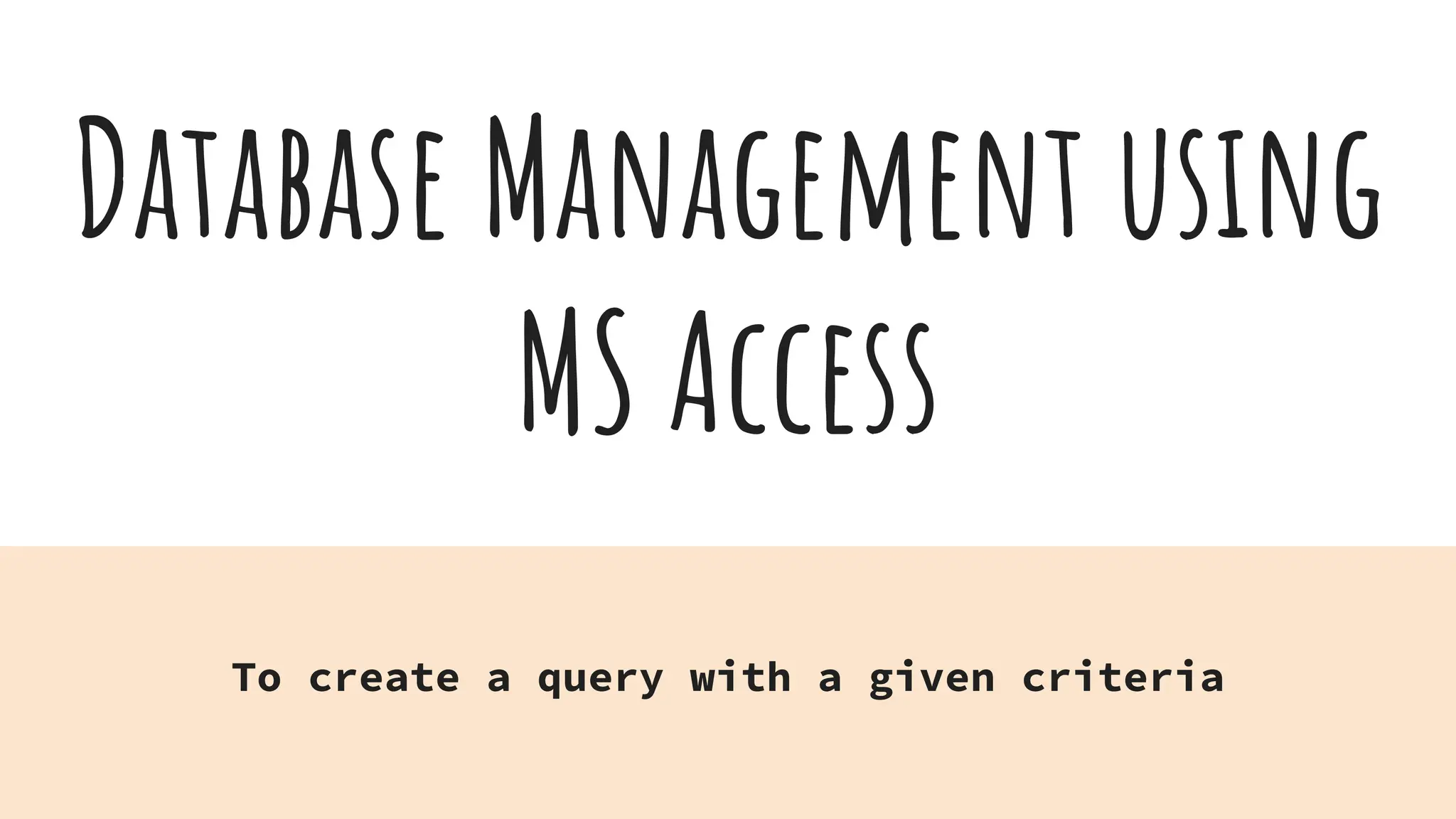 Database Management Using Ms Access Pdf