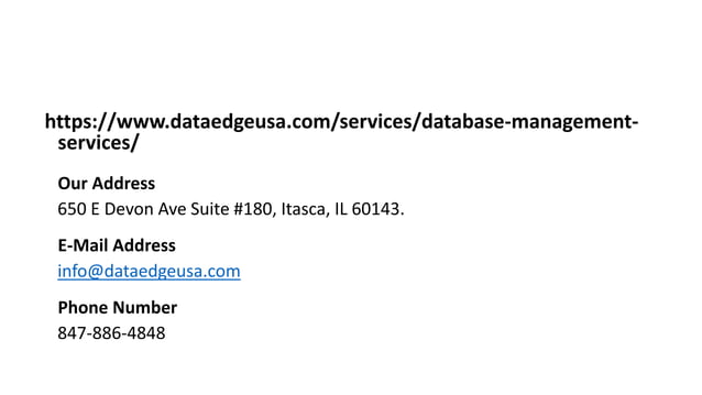 Database Services | Database Management Support | USA | PPTX | Databases | Computer Software and ...