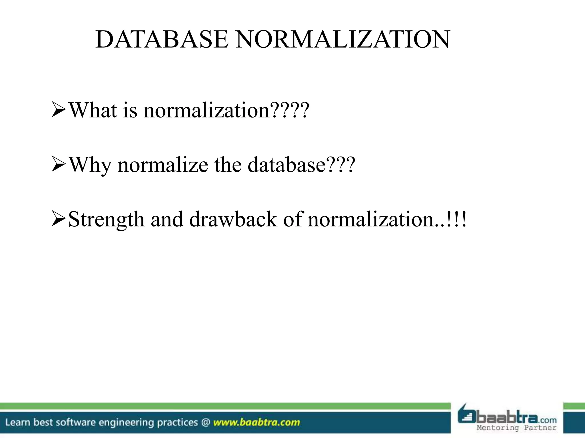 Database normalisation | PPTX
