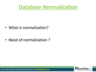 Database normalization | PPT