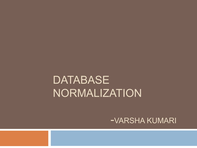 Database Normalization Ppt