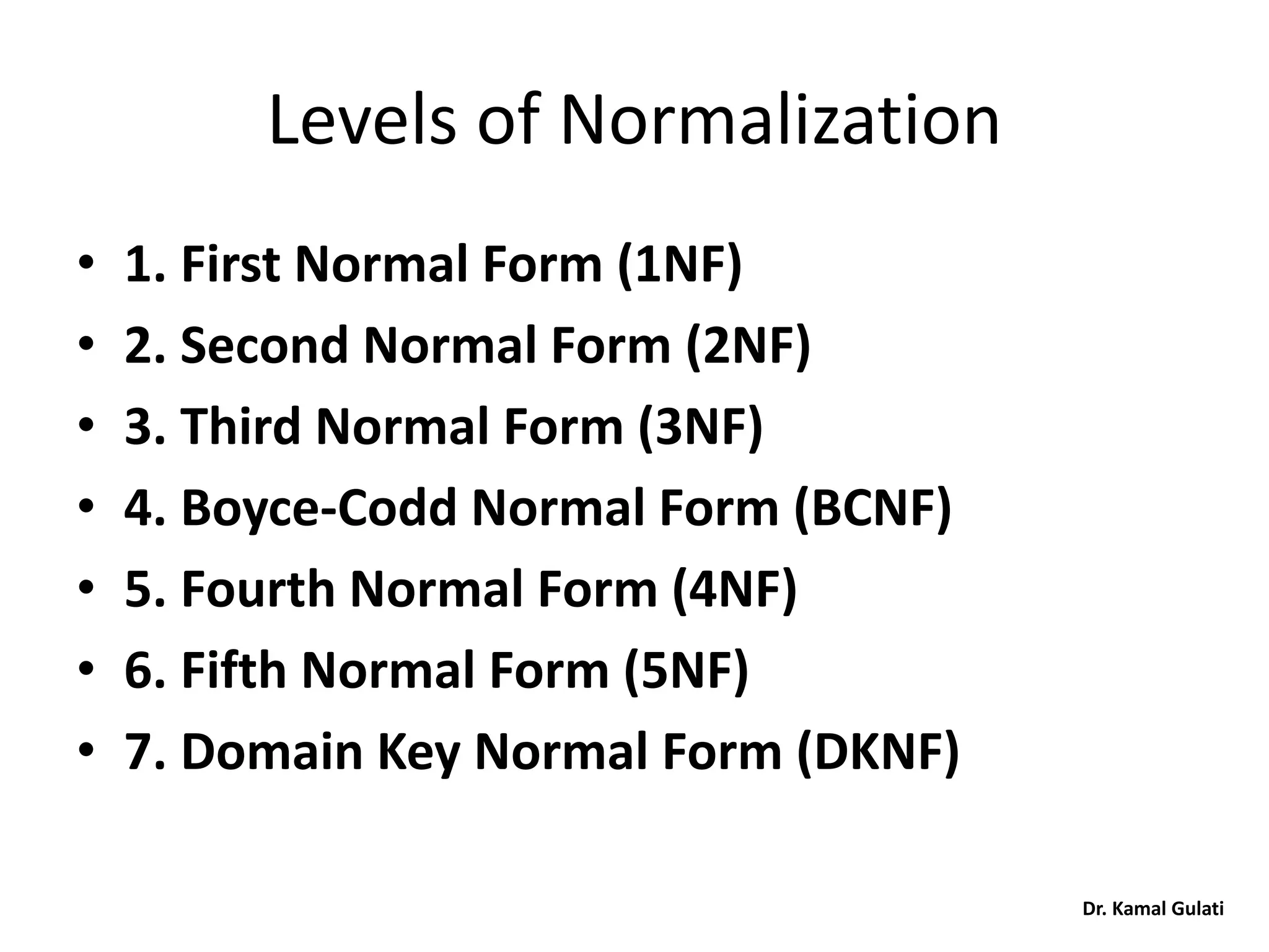 Database Normalization by Dr. Kamal Gulati | PPTX