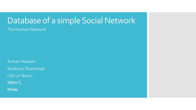 Database of a Simple Social Network | PPT