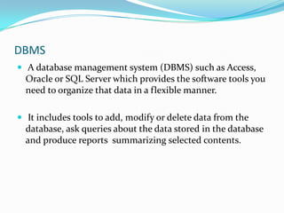 Database + office product | PPTX | Databases | Computer Software and ...