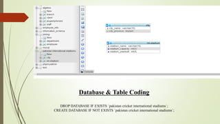 Pakistan International cricket stadiums in ADVANCE DATABASE Managment ...