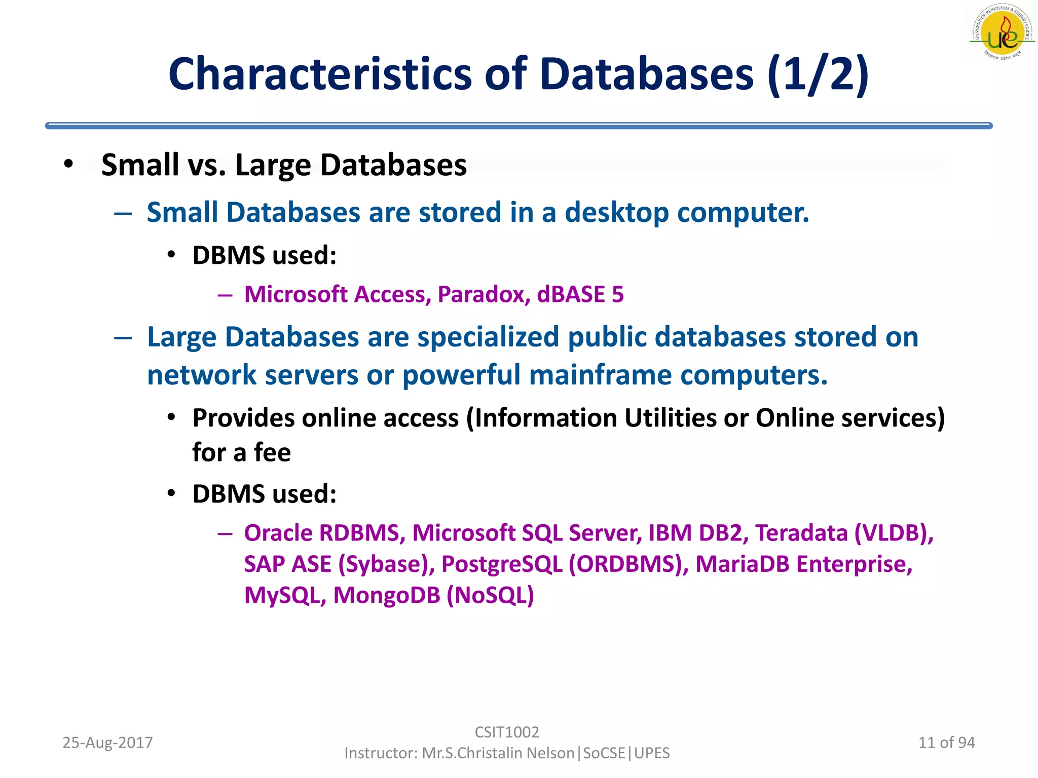 Database overview | PDF