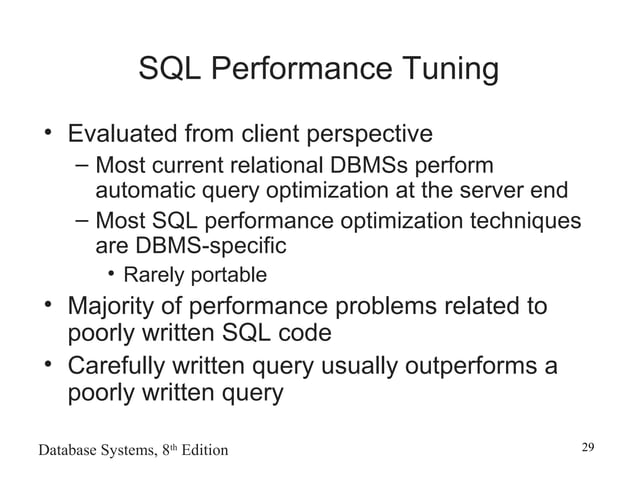 Database performance tuning and query optimization | PPT