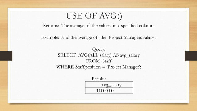 Aggregate Function - Database | PPT