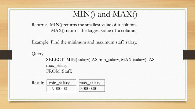 Aggregate Function - Database | PPT