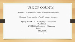 Aggregate Function - Database | PPT