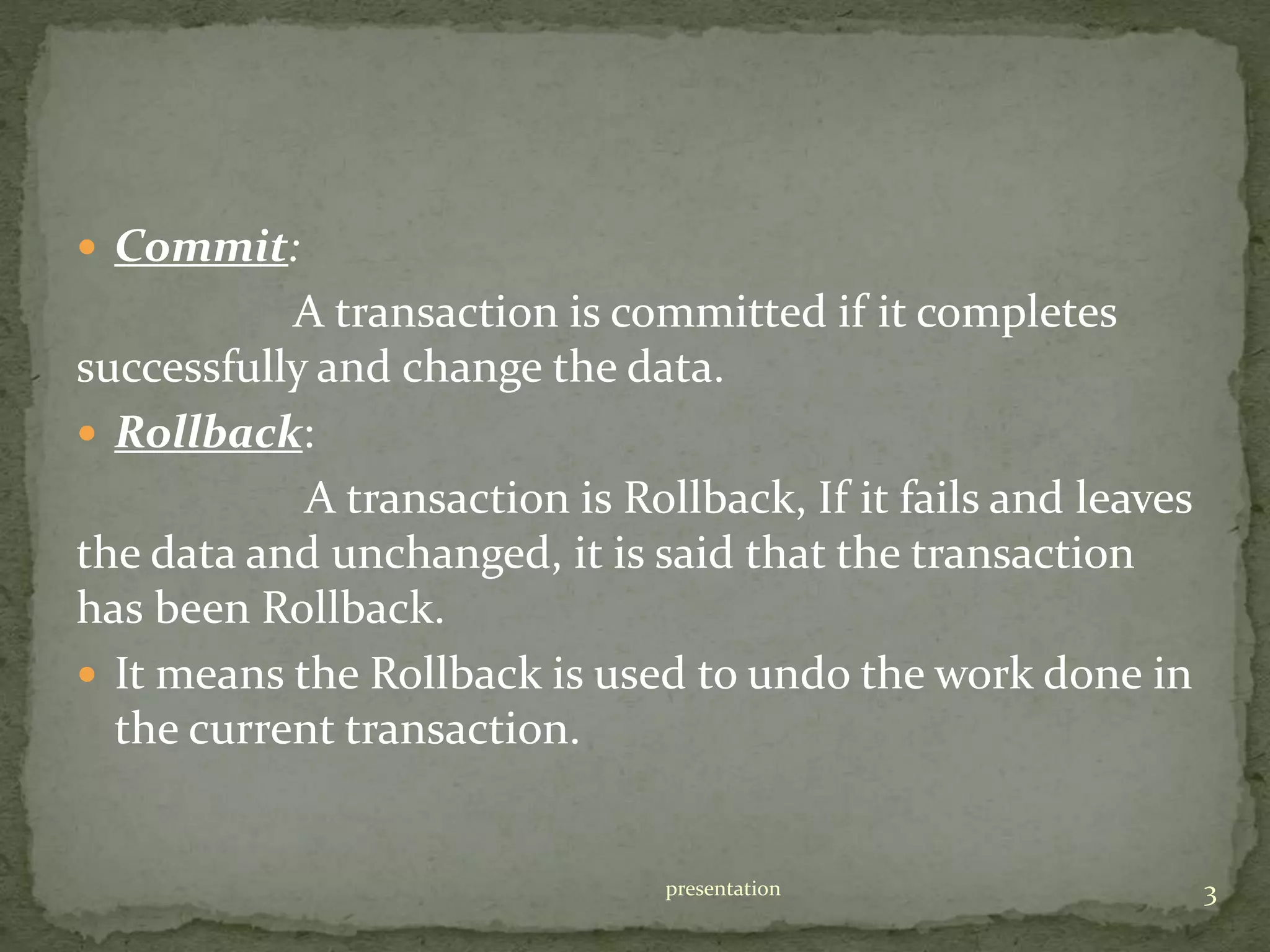 Transaction Properties in database | ACID Properties | PPTX