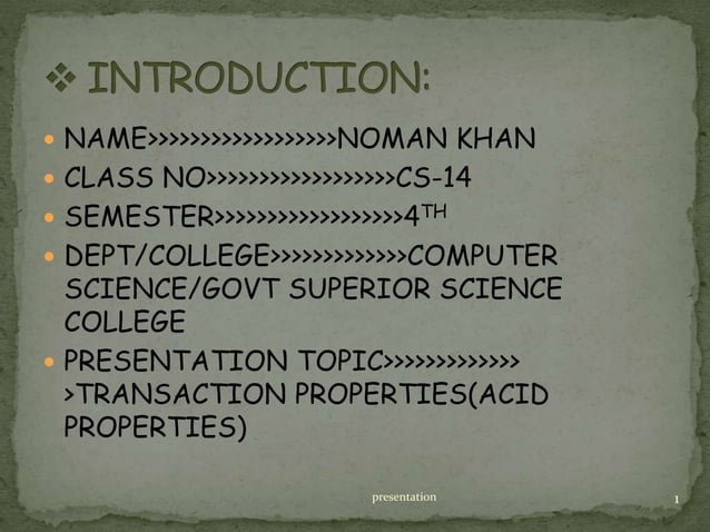 Transaction Properties in database | ACID Properties | PPTX | Databases | Computer Software and ...