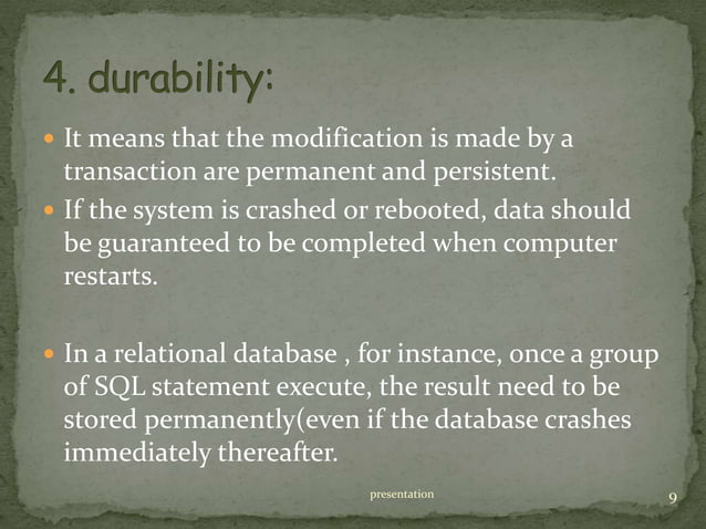 Transaction Properties in database | ACID Properties | PPTX | Databases | Computer Software and ...